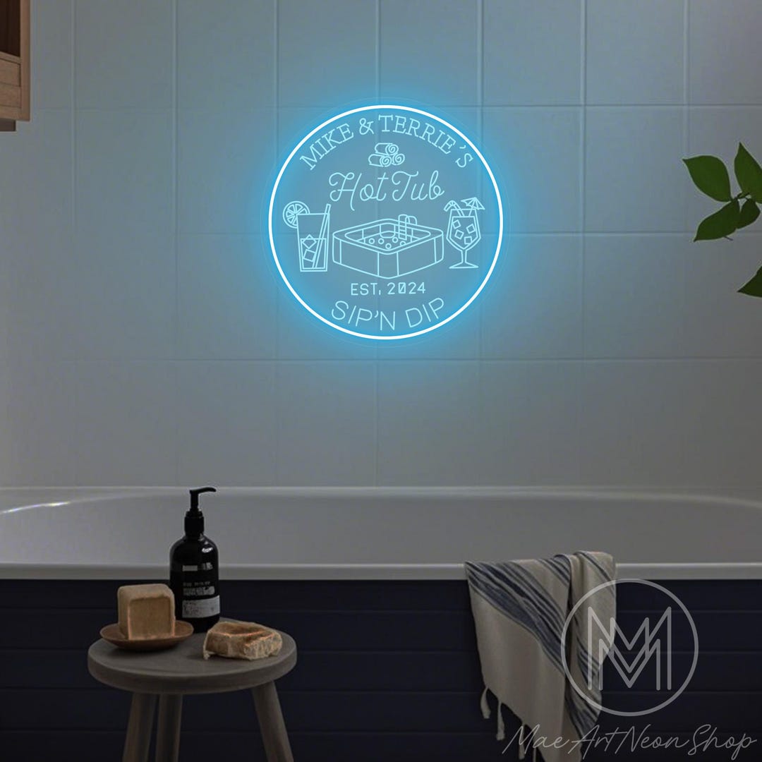 Personalized Hot Tub Neon Sign, Hot Tub Decor, USB Light up Sign, Pool ...