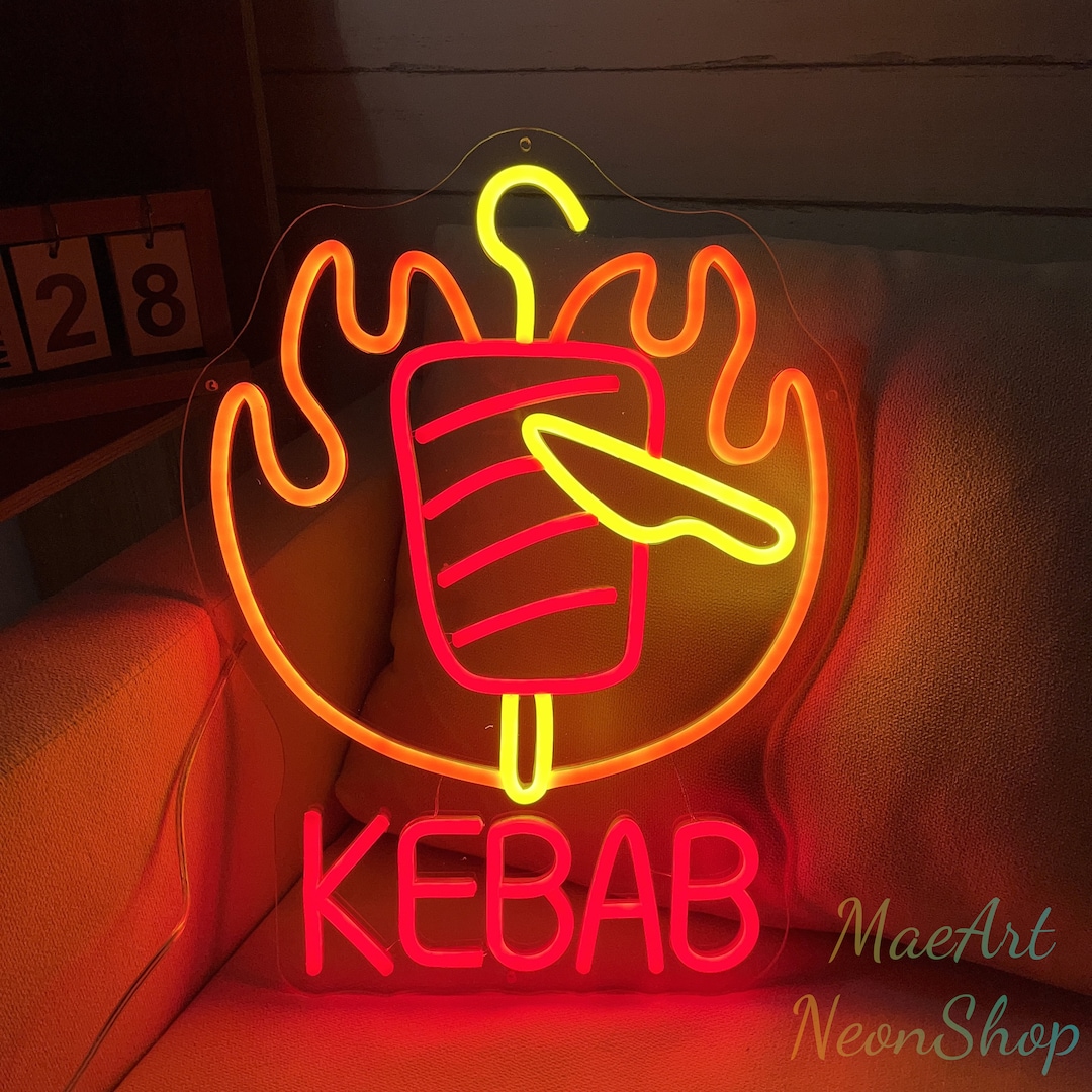 Kebab Neon Sign | Shawarma Neon Sign | Food Meat Led Sign | Restaurant ...