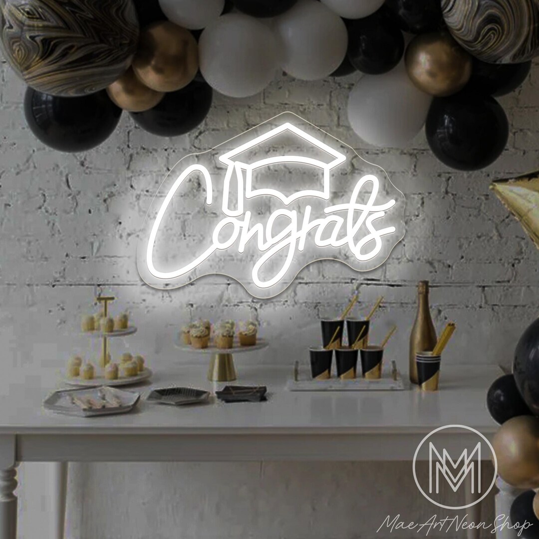 Congrats Neon Sign, Led Signs for Graduation Backdrop, Graduation Party ...