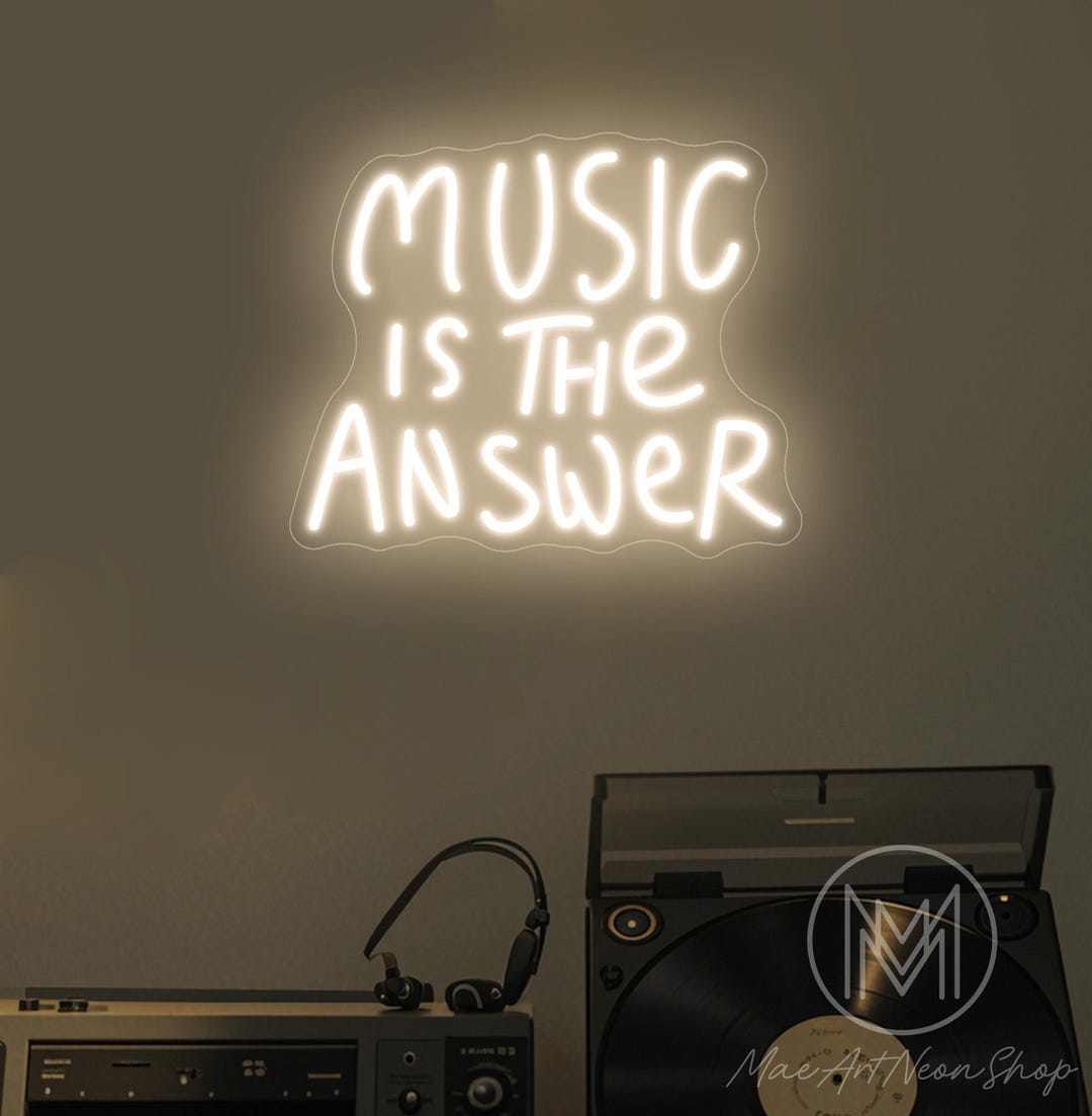 Music is the Answer Neon Sign, Live Music Light,music Wall Sign ...