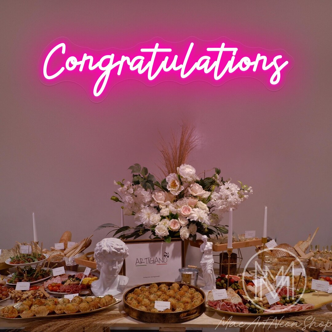 Congratulations Neon Sign, 2025 Grad Party LED Neon Light, Congrats ...