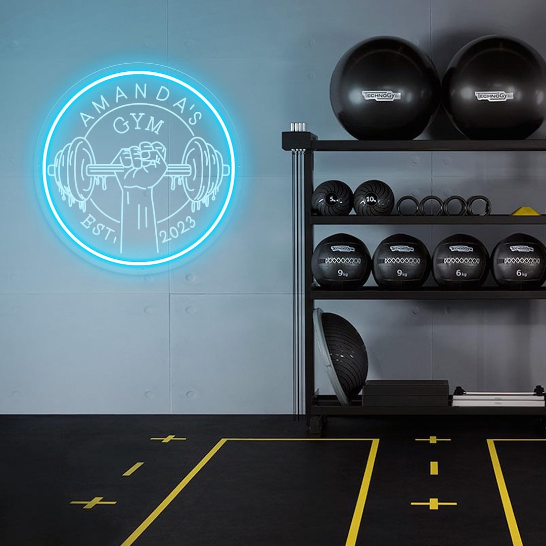 Custom Gym Name Sign, USB Gym Neon Sign, Dumbbell Neon Sign, Fitness ...