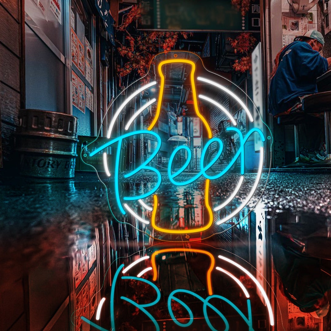 Champagne Beer LED Decor | Beer Neon Sign | Home Bar Party Decor | Beer ...