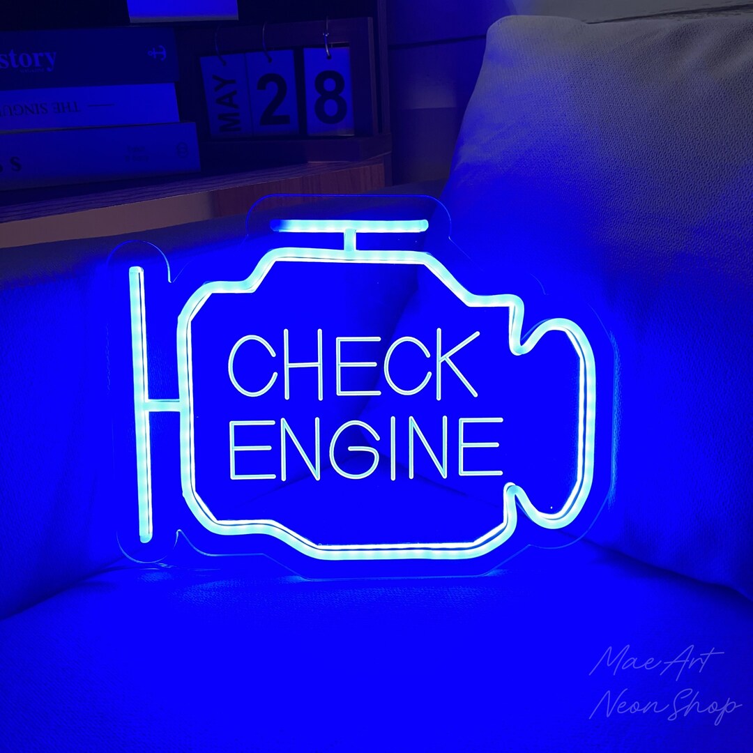 Check Engine Neon Sign, USB 3D Engraved Neon Sign,garage Sign Custom ...