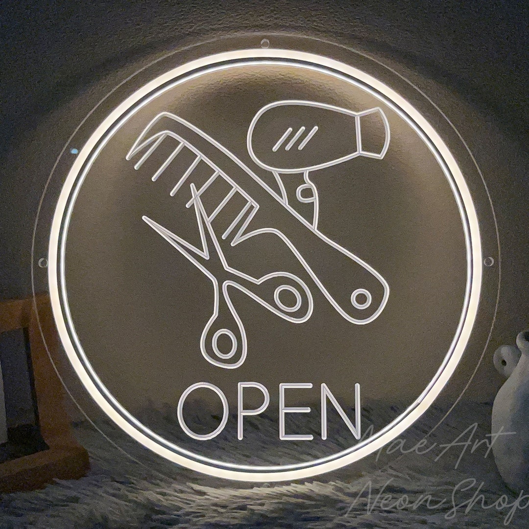 Open Neon Sign, Hair Salon Neon Sign, Salon Corner Decor, Neon Business ...