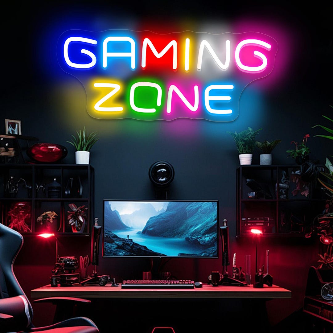 Gaming Zone Neon Sign, Custom Gaming Room LED Neon Light, Game Room ...