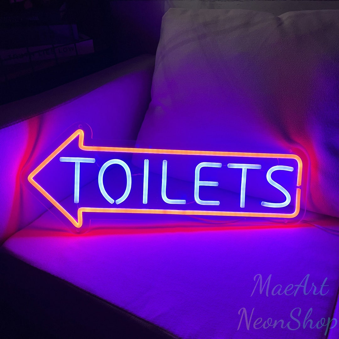 Toilets Arrow Washroom Neon Sign Restroom LED Neon Sign Restroom Door ...