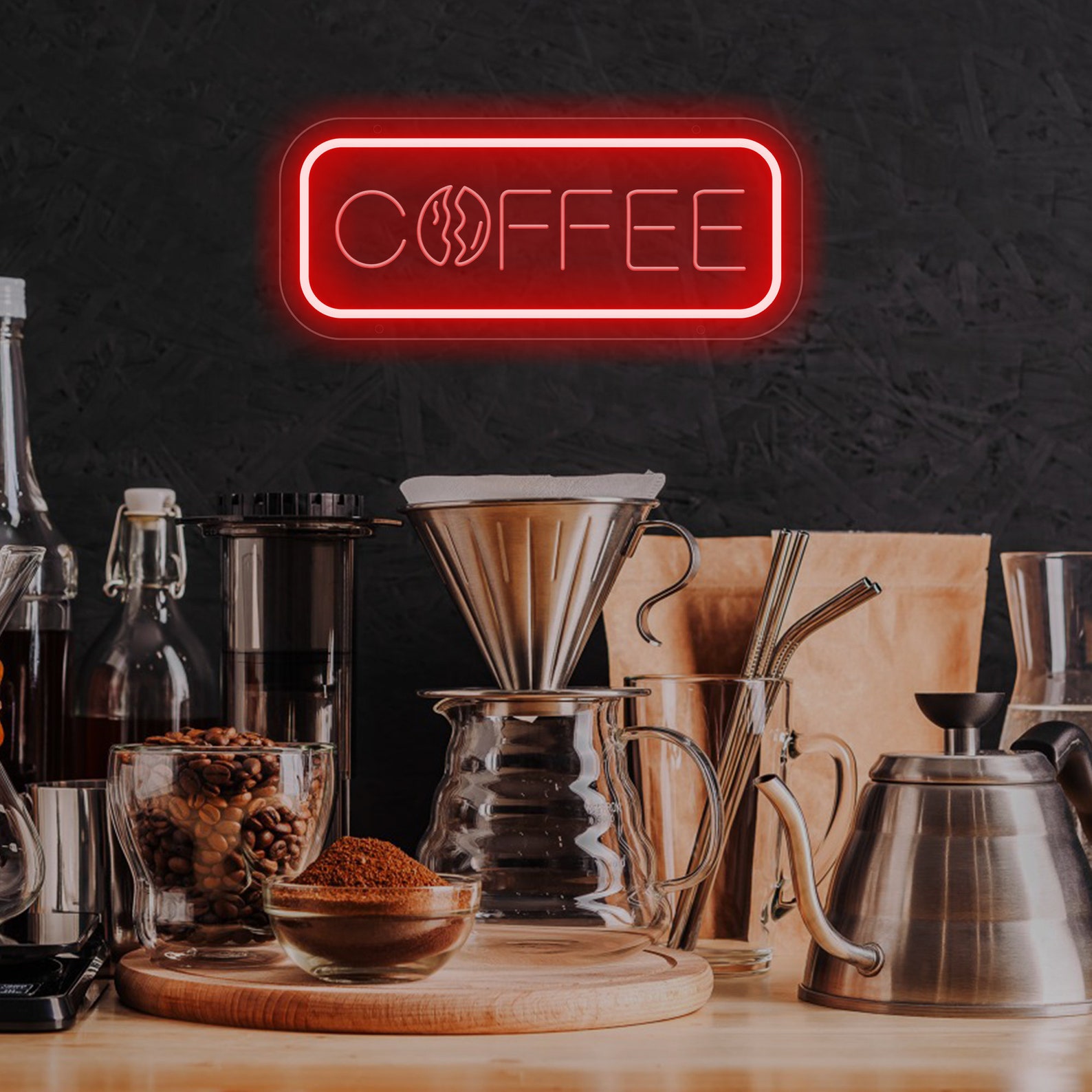 Coffee Neon Sign, Coffee Led Sign, Welcome Sign, Coffee Sign Business ...