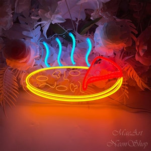 Pizza Slice LED Neon Sign, Restaurant Welcome Sign, Bar Room Party ...