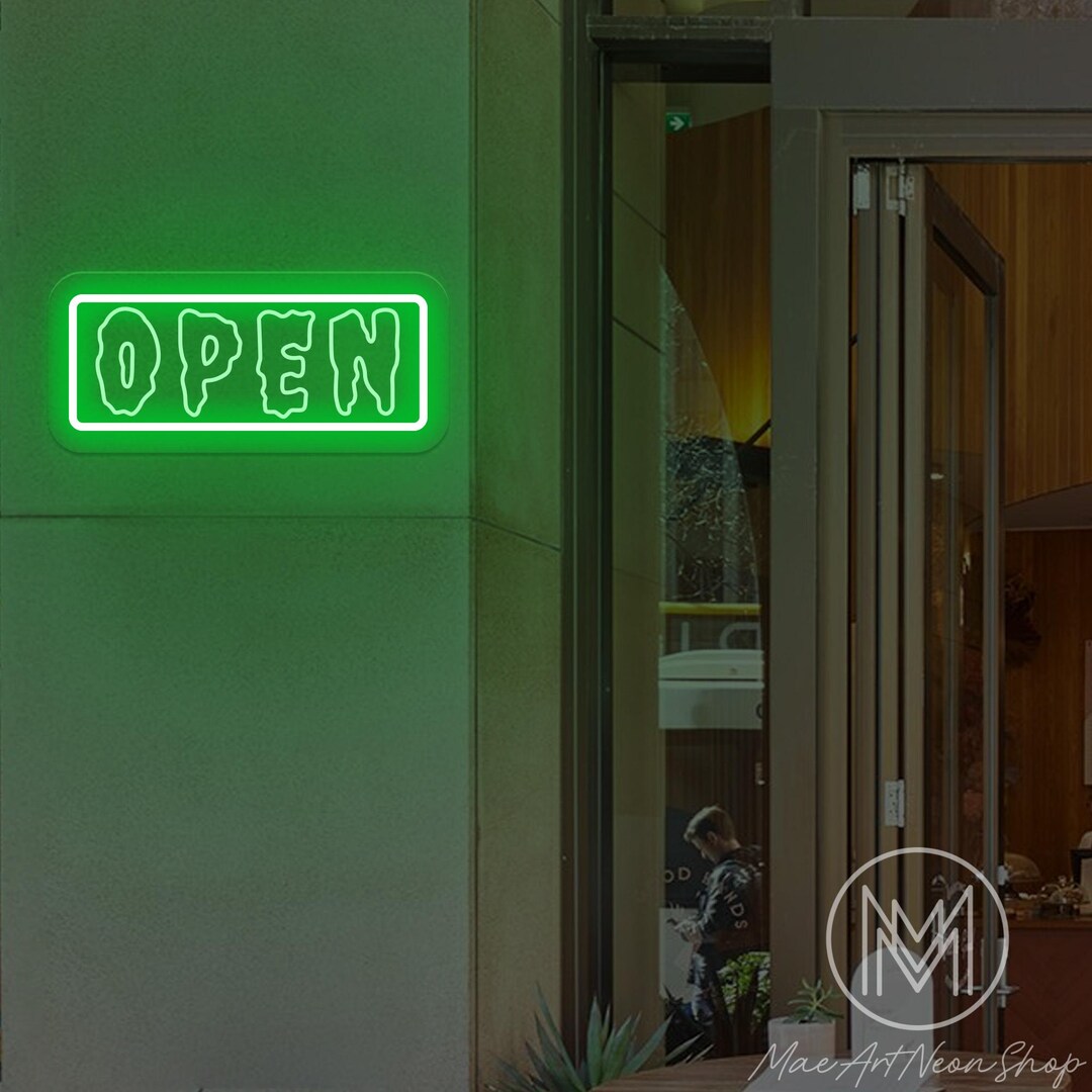 Open Neon Sign Gothic Open Neon Sign 3D Engraved Led Light Open Wall ...