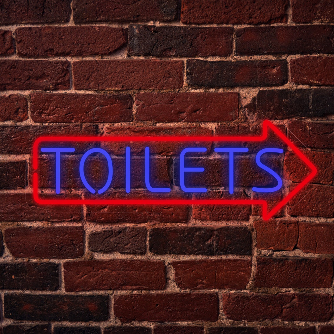 Toilets Arrow Washroom Neon Sign Restroom LED Neon Sign Restroom Door ...