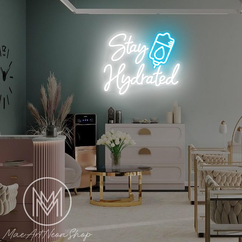Stay Hydrated Neon Sign,iv Hydration Sign,drop Led Neon Light,therapy ...