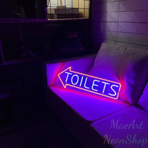 Toilets Arrow Washroom Neon Sign | Restroom LED Neon Sign | Restroom ...