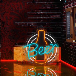 Champagne Beer LED Decor | Beer Neon Sign | Home Bar Party Decor | Beer ...