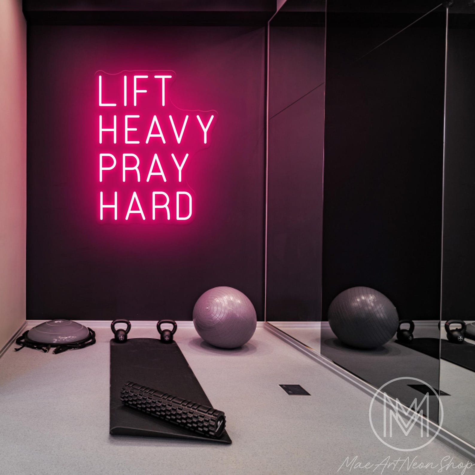 Lift Heavy Pray Hard Neon Sign Gym LED Neon Light Motivational Sign ...