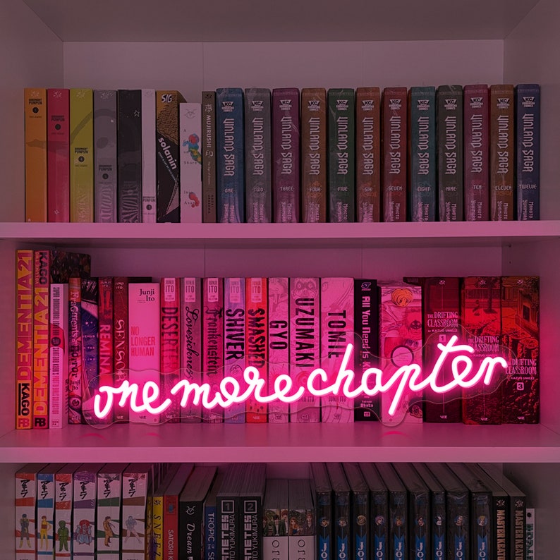 One More Chapter Neon Sign,home Library Sign,book Lover Gift,library ...