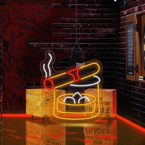 Cigar and Glass of Whiskey Neon, Whisky Glass Wall Decor, Bar Neon Sign ...