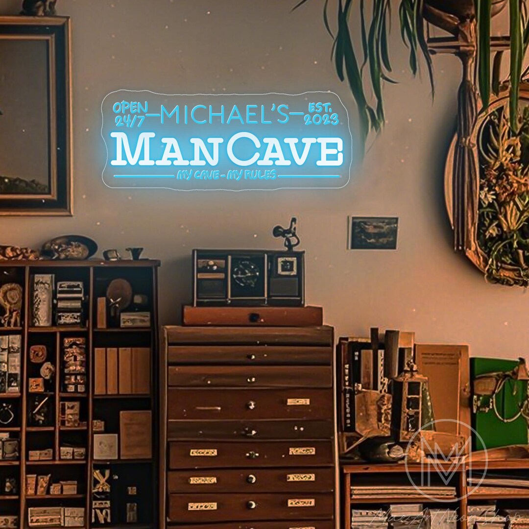 Custom Man Cave Neon Sign, Man Cave Decor, My Cave Rules Sign, Man Cave ...