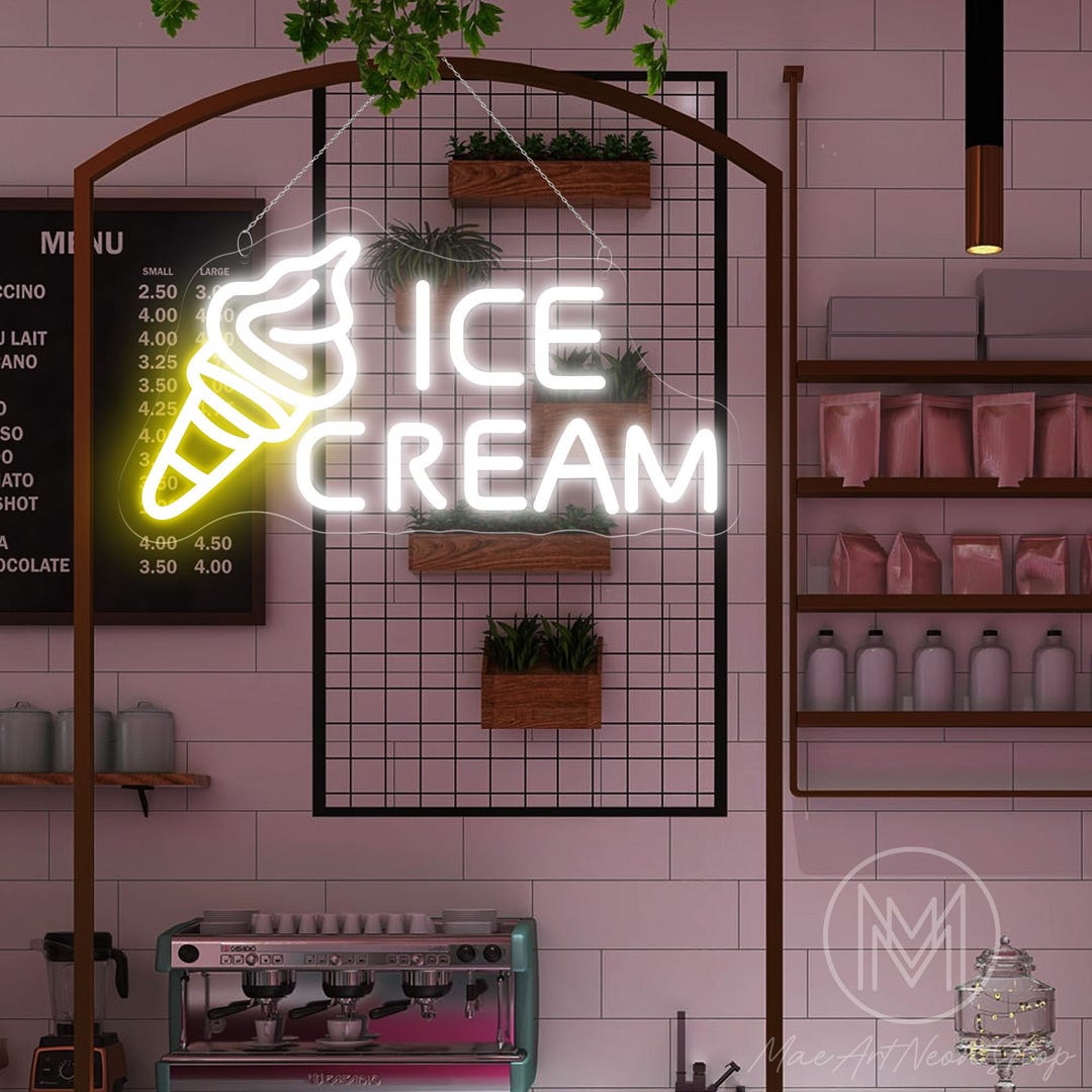 Ice Cream Neon Sign, Restaurant Neon Sign, Ice Cream Led Sign, Kitchen ...