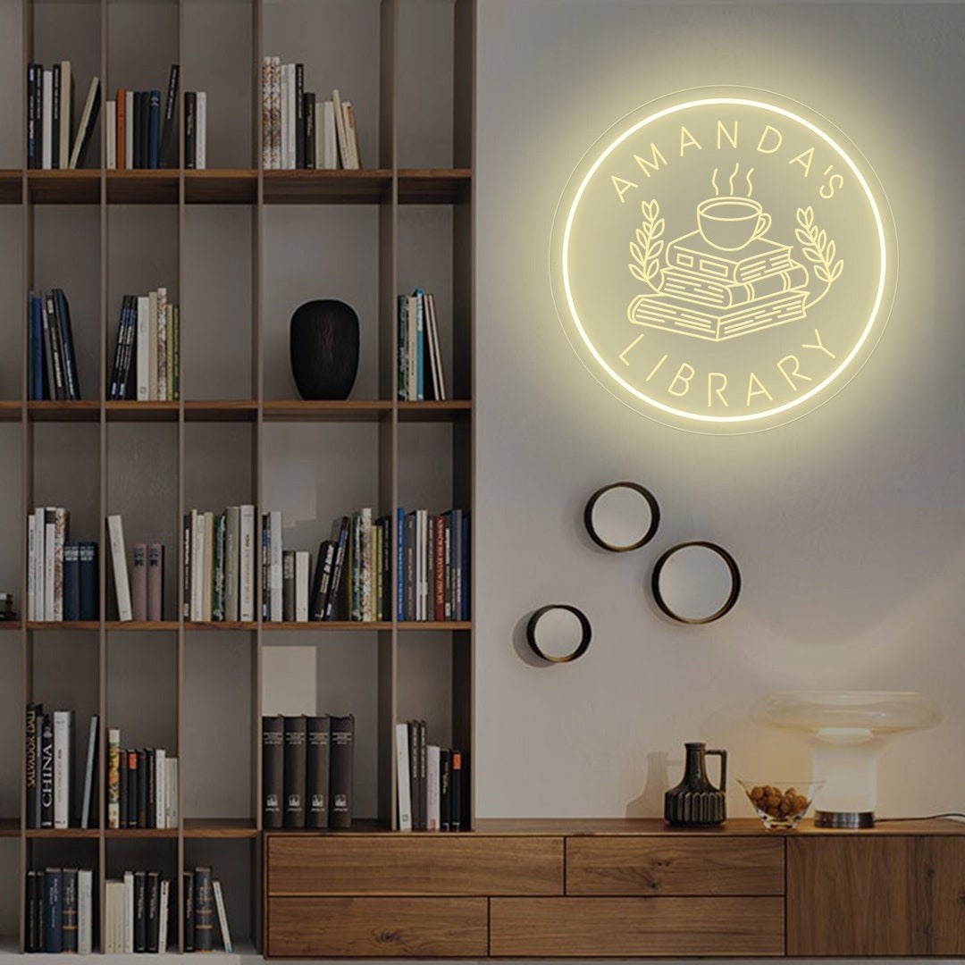 Custom Neon Sign Name's Library Neon Sign Reading - Etsy