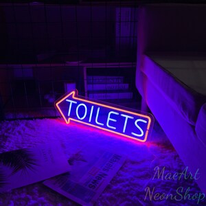 Toilets Arrow Washroom Neon Sign | Restroom LED Neon Sign | Restroom ...