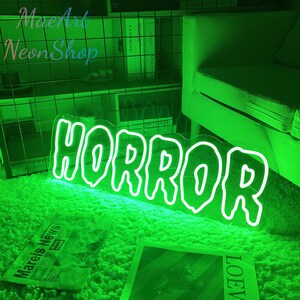 HORROR Neon Sign, Horror Movie Room Decor, Halloween Party Neon Sign ...