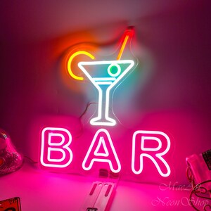 Custom Cocktails Bar Neon Sign, Bar Name Sign, Store Shop Signage ...