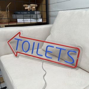Toilets Arrow Washroom Neon Sign | Restroom LED Neon Sign | Restroom ...