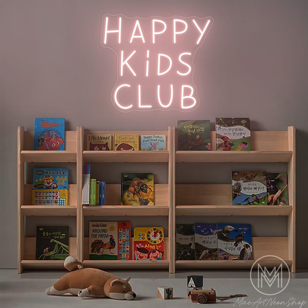 Happy Kids Club Neon Sign Kid's Room Decor Boy/girl Playroom Neon Signs ...