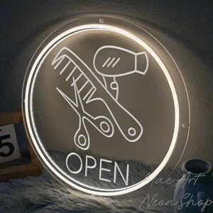 Open Neon Sign, Hair Salon Neon Sign, Salon Corner Decor, Neon Business ...