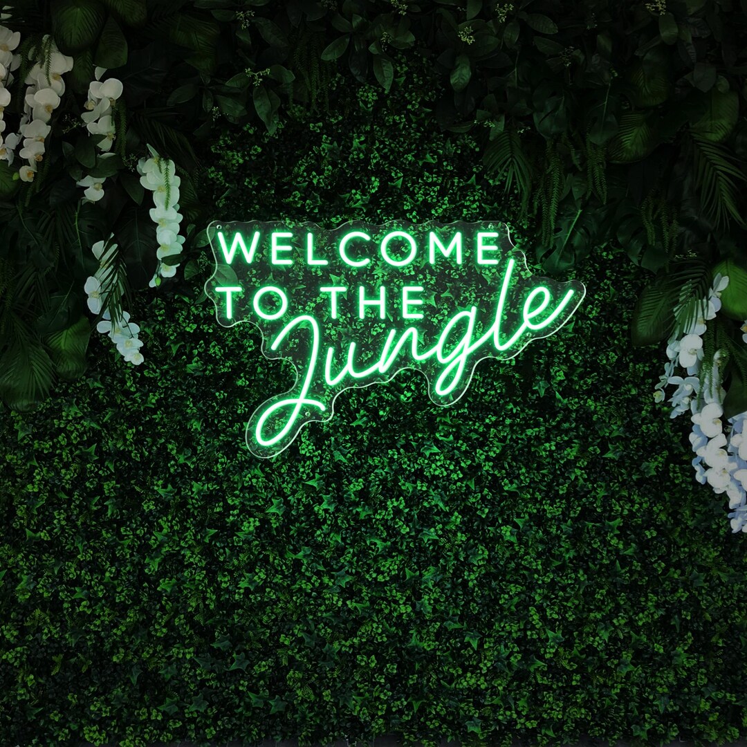 Welcome to the Jungle Neon Sign, Patio Neon Sign, Green LED Light Signs ...