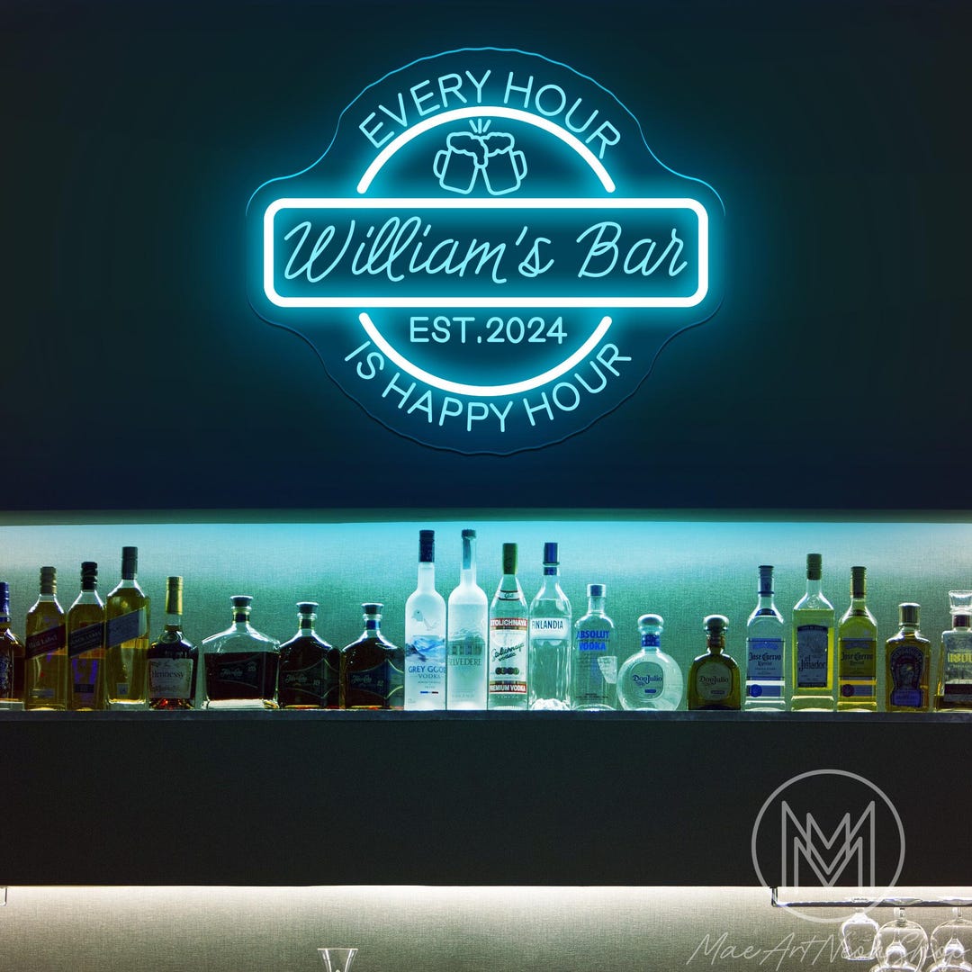 Custom Bar Neon Sign, 3D Engraved Home Bar LED Neon Light Wall Decor ...