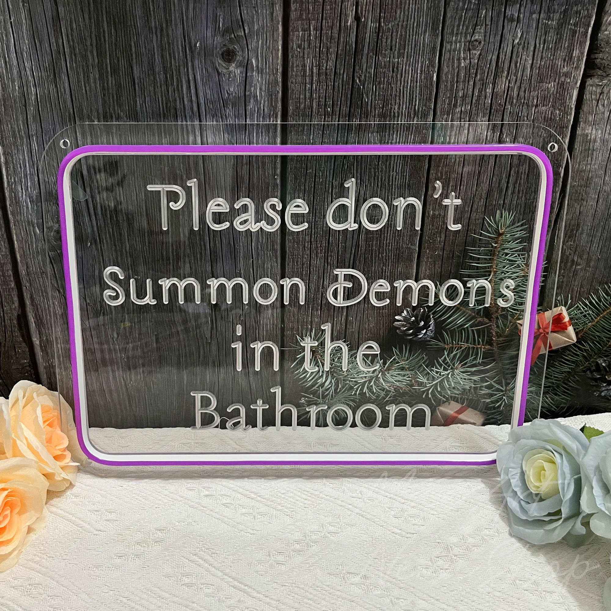 Please Don't Summon Demons in the Bathroom Neon Sign, USB Led Sign ...