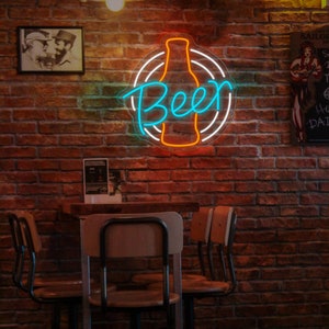 Champagne Beer LED Decor | Beer Neon Sign | Home Bar Party Decor | Beer ...