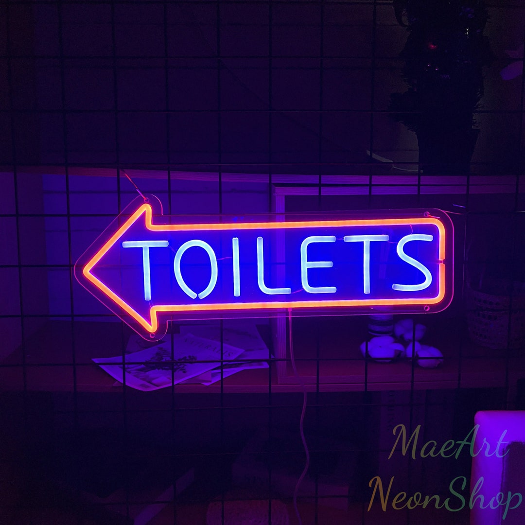 Toilets Arrow Washroom Neon Sign | Restroom LED Neon Sign | Restroom ...