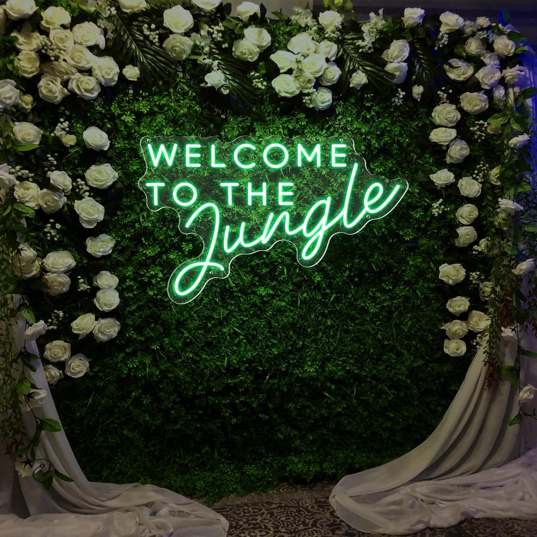 Welcome to the Jungle Neon Sign, Patio Neon Sign, Green LED Light Signs ...