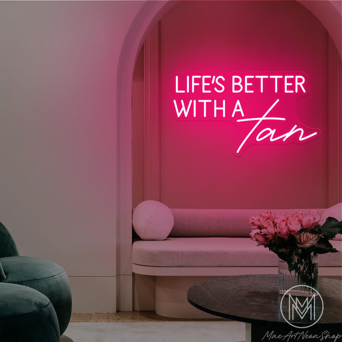 Life is Better With A Tan Neon Sign Beauty Salon LED Neon Light Tanning ...