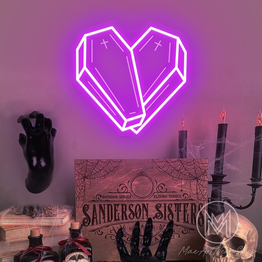 Coffin Heart Neon Sign, USB Light up Sign, Gothic Neon Sign, Dark ...