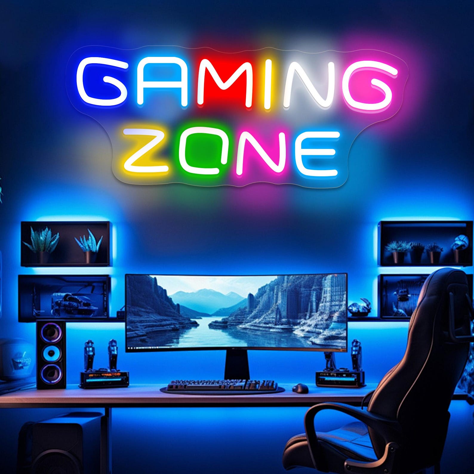 Gaming Zone Neon Sign, Custom Gaming Room LED Neon Light, Game Room ...