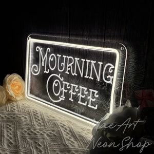 Mourning Coffee Neon Sign, Gothic Coffee Bar Sign, USB Led Light up ...