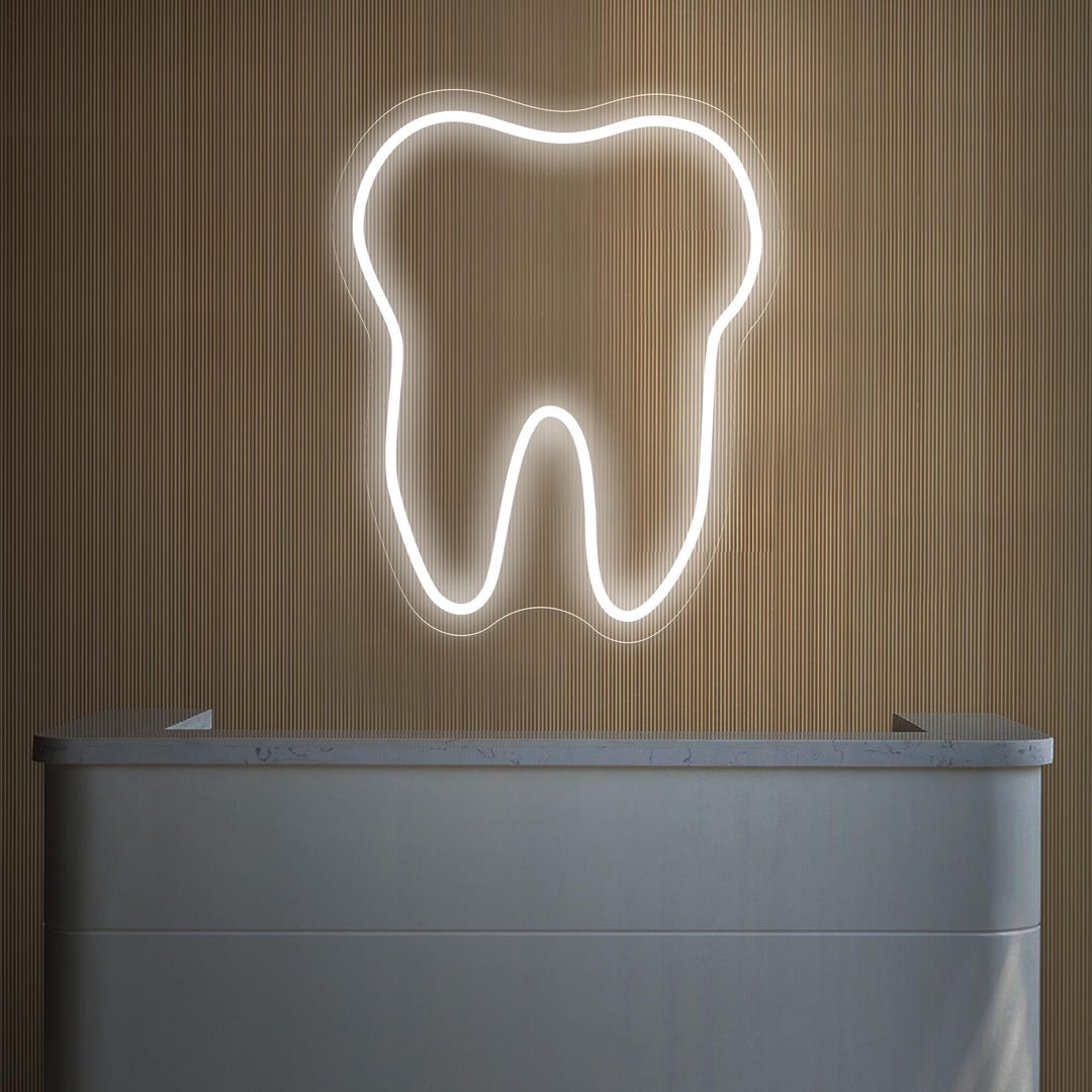 White Tooth Neon Sign, Dentist Neon Sign, Medicine LED Light, Dental ...