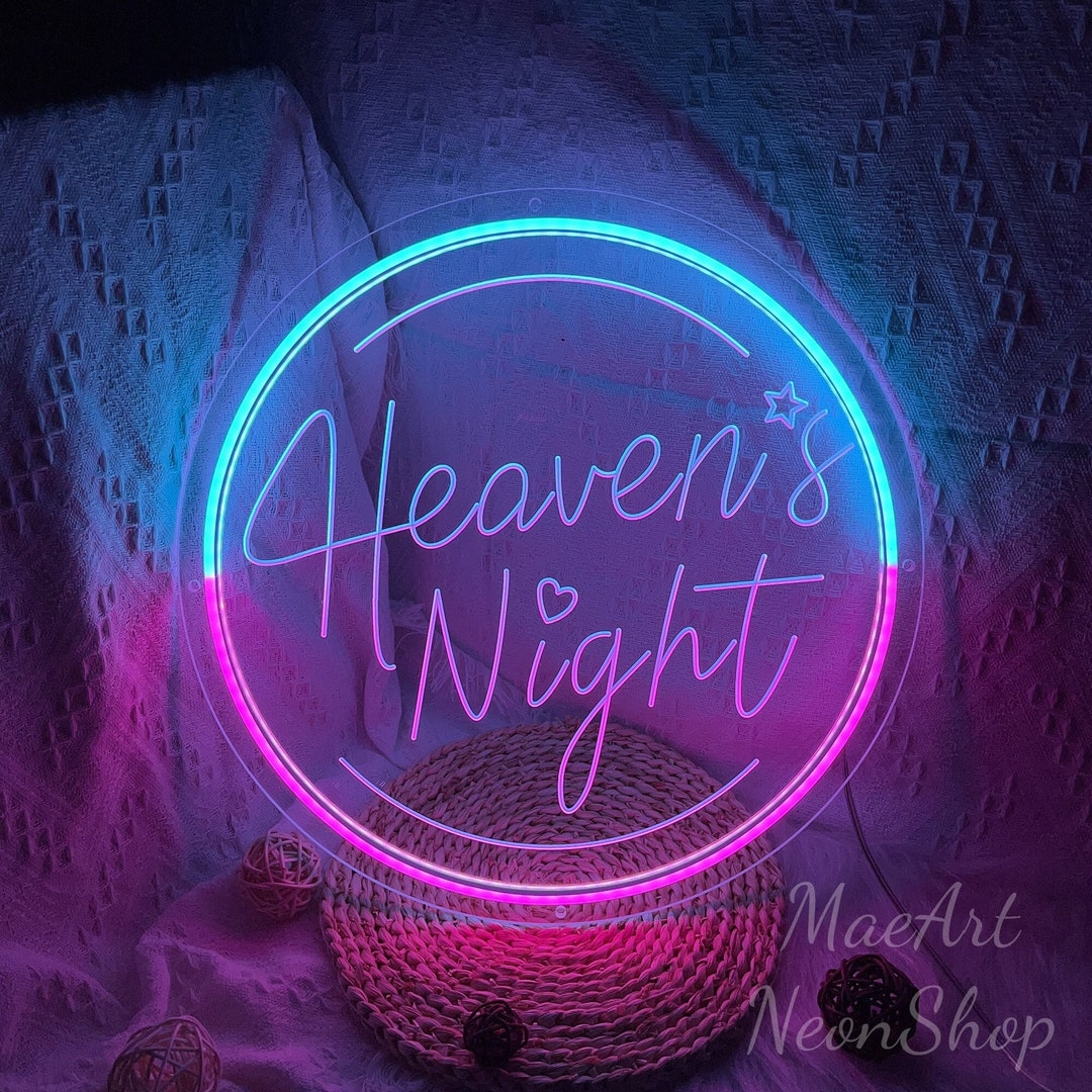 Heaven's Night Neon Sign, USB Light up Sign, Neon Sign Bedroom, Game ...