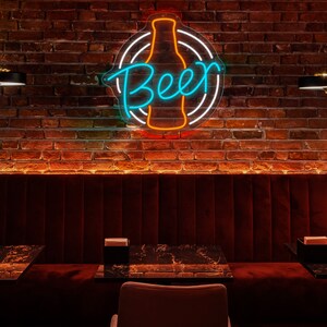 Champagne Beer LED Decor | Beer Neon Sign | Home Bar Party Decor | Beer ...
