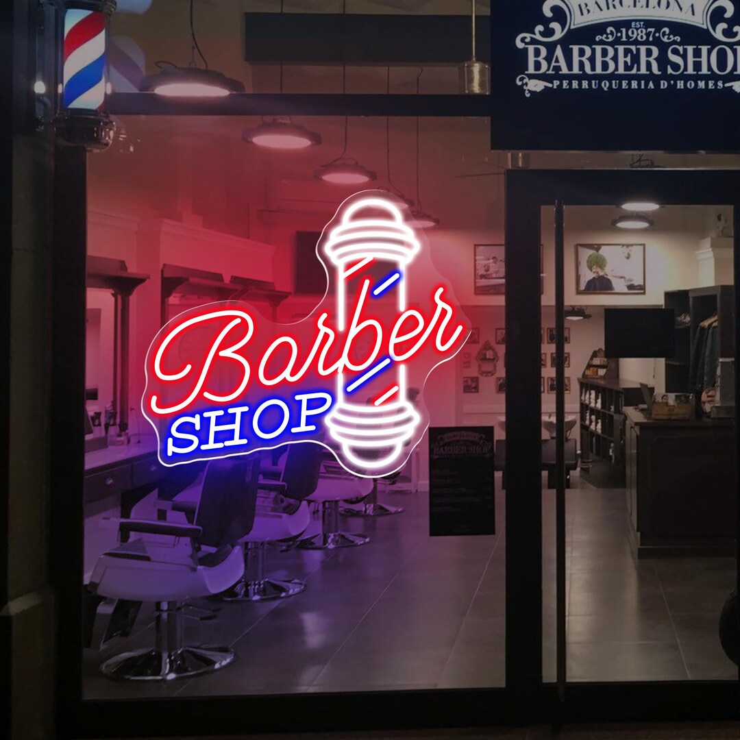 Barber Shop Neon Sign, Barber Shop Open Sign, Barber Shop Decor ...