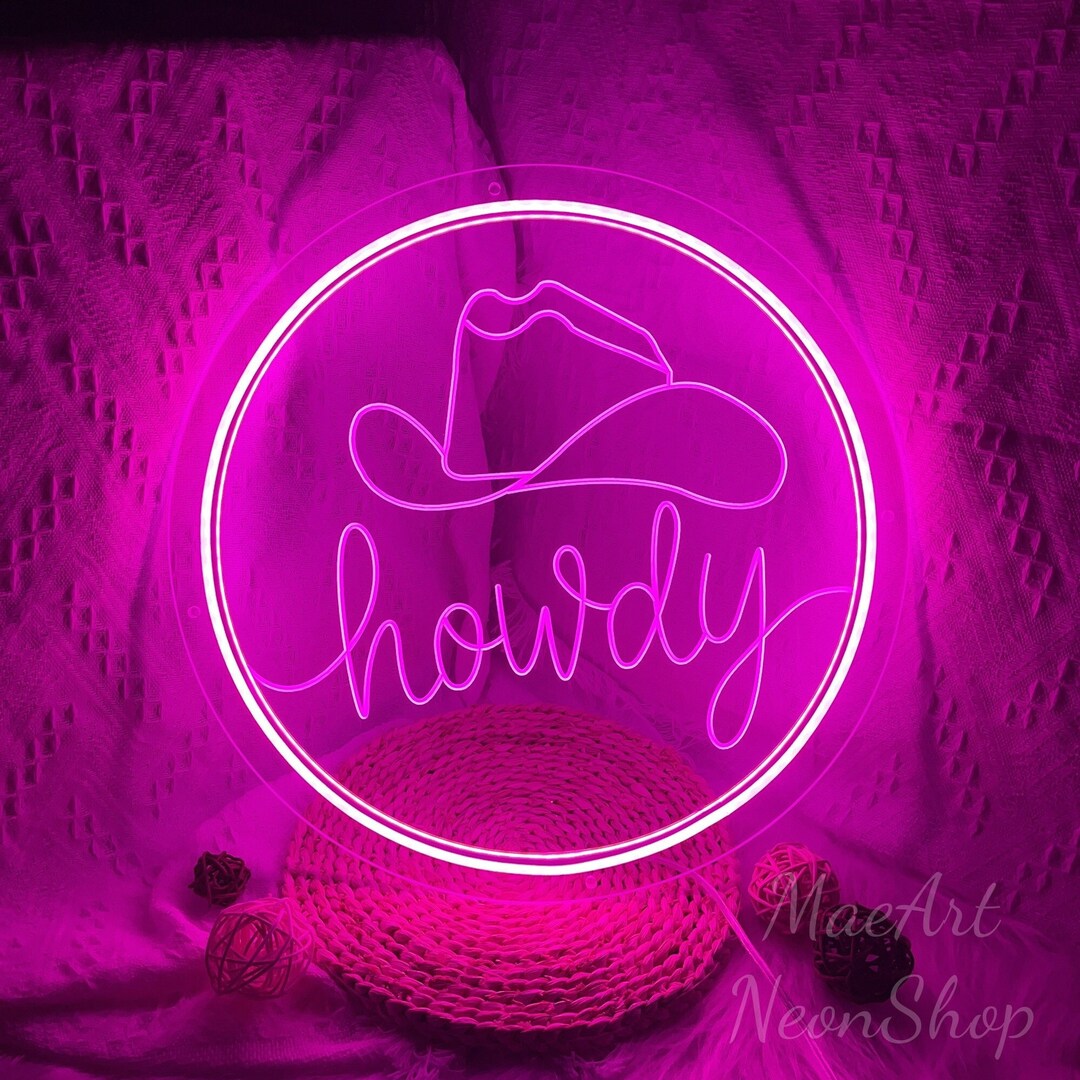 Howdy Neon Sign, USB Light up Sign, North American Greeting Neon Light ...