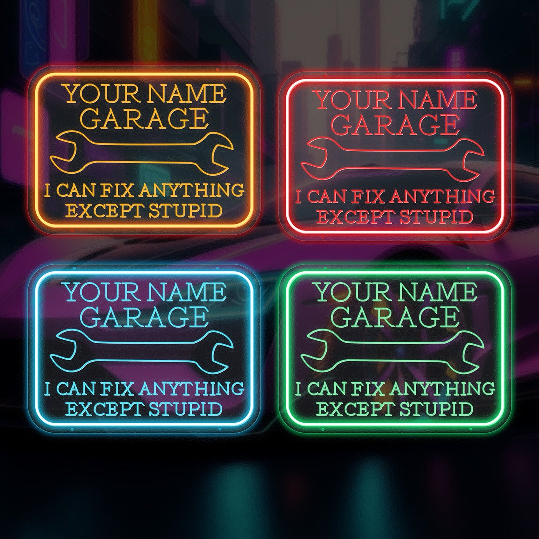 Personalized Garage Neon Sign, Neon Garage Sign, Custom Garage Name ...