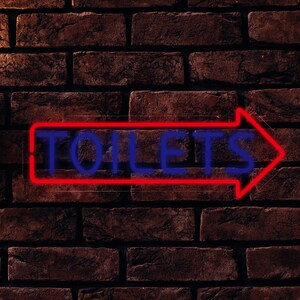 Toilets Arrow Washroom Neon Sign Restroom LED Neon Sign Restroom Door ...