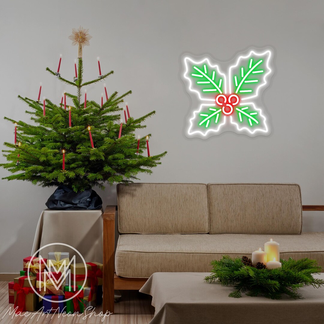 Christmas Holly Leaf Neon Sign,holly Berry Christmas LED Light,berry ...