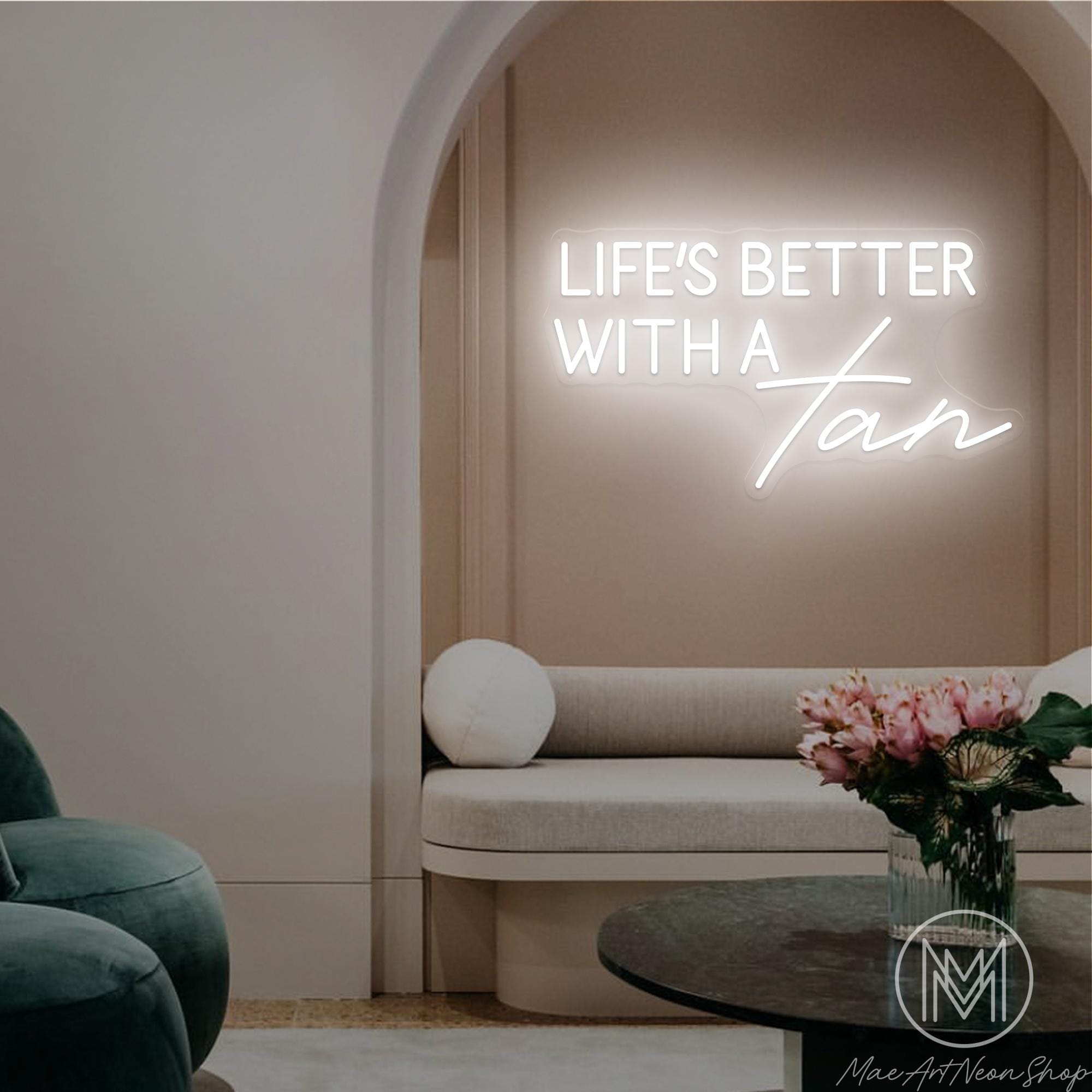 Life is Better With A Tan Neon Sign Beauty Salon LED Neon Light Tanning ...
