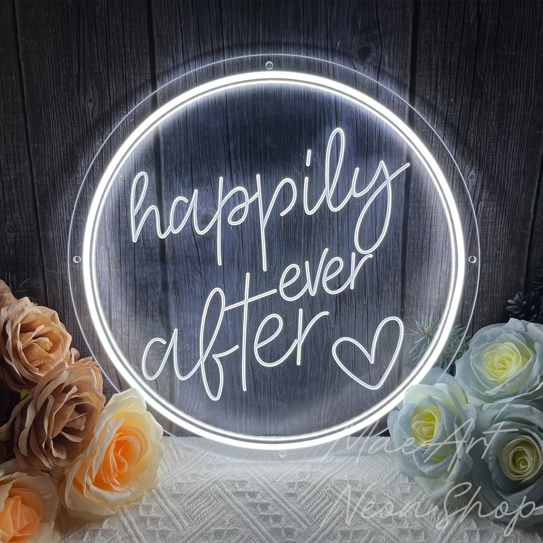 Happily Ever After Neon Sign, USB Led Light up Sign, Wedding Party ...